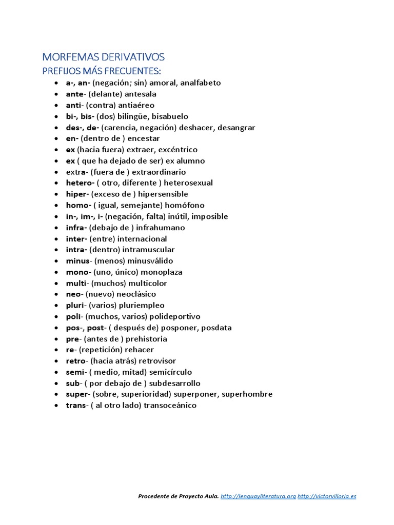Morfemas Derivativos | PDF