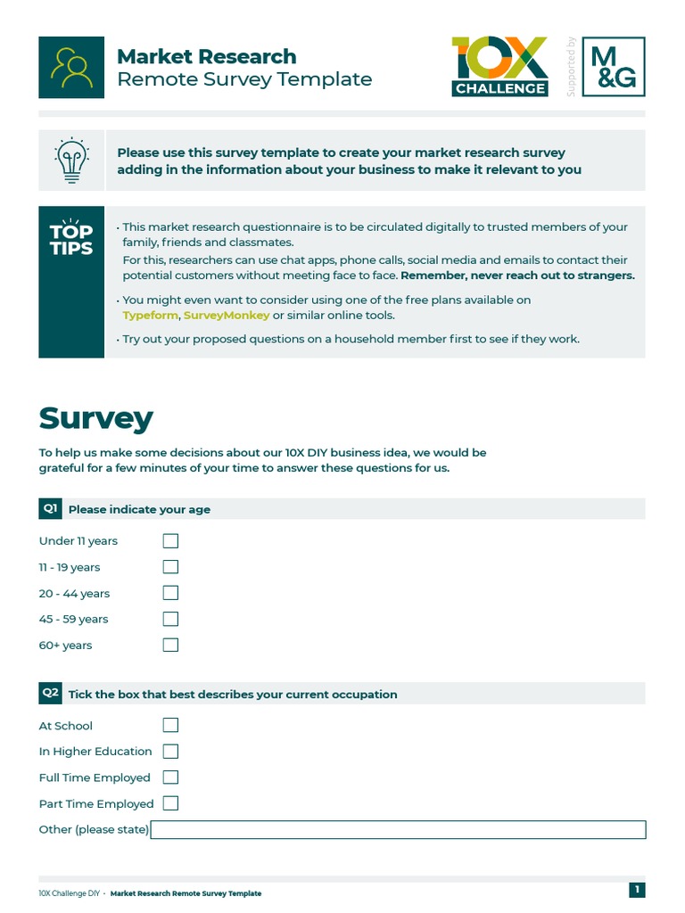 DIY Market Research Survey Template | PDF | Marketing Research | Business