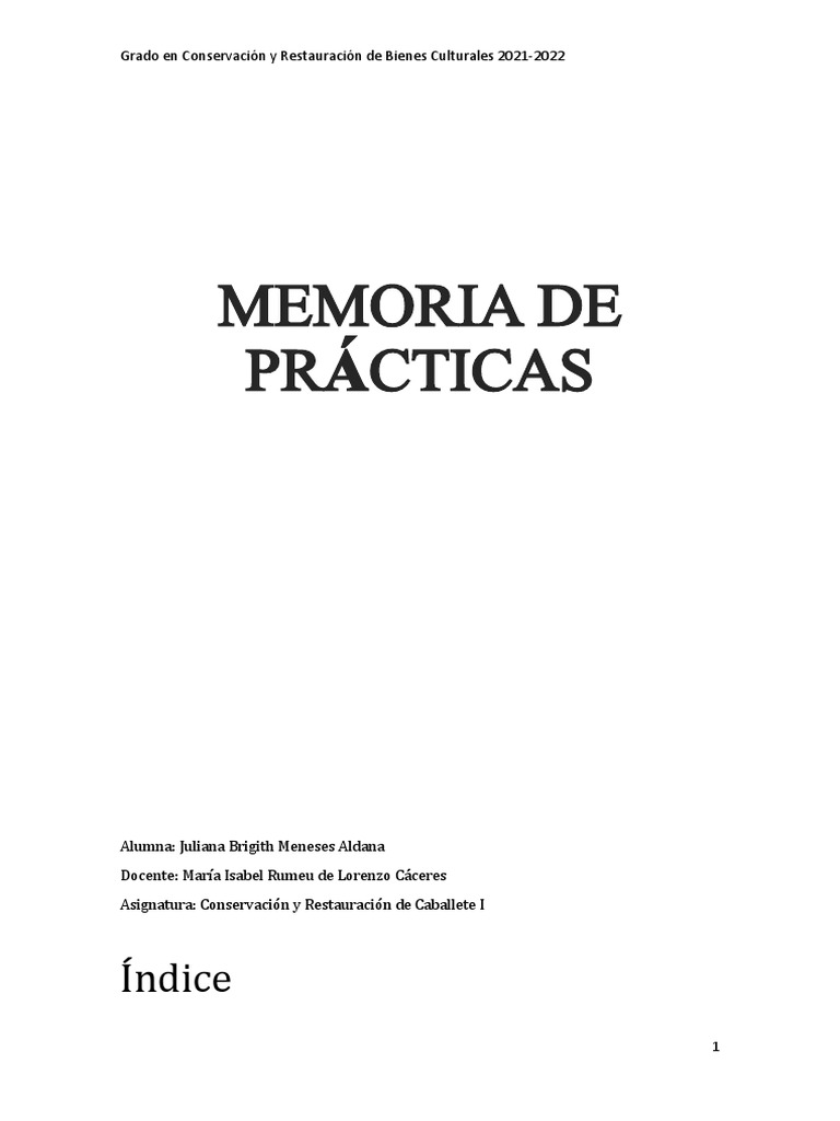 Memoria de PR Cticas: I!ndice | PDF | Lona | Pinturas