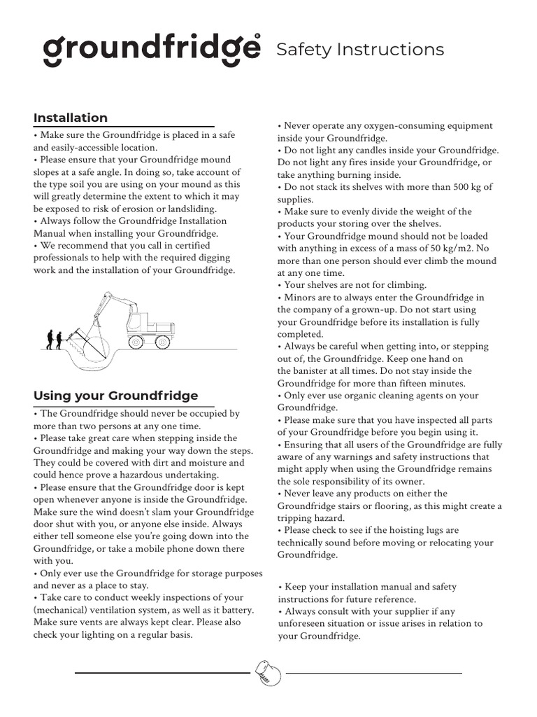 Groundfridge Safety Instructions | PDF | Safety