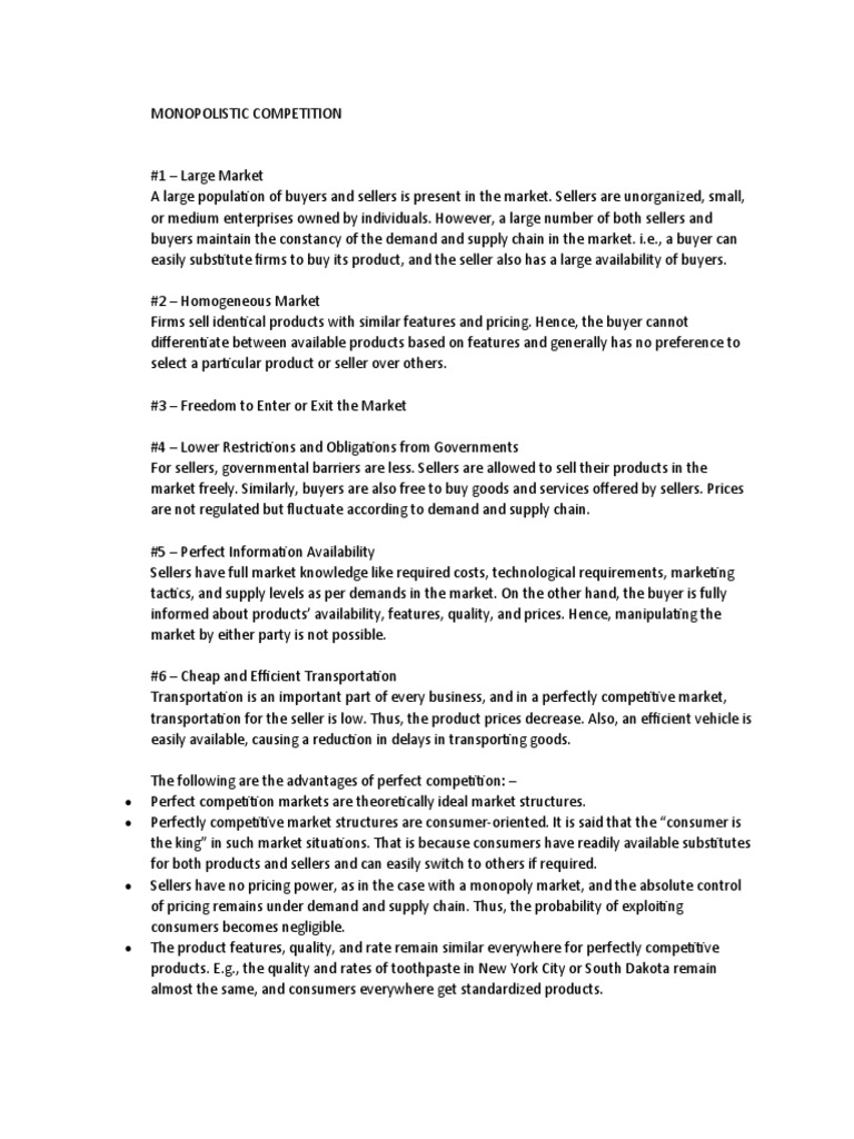 Monopolistic Competition | PDF | Perfect Competition | Market (Economics)