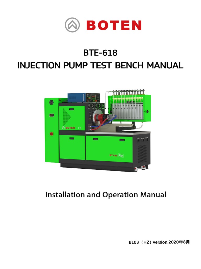 BTE-618 Injection Pump Test Bench Manual | PDF