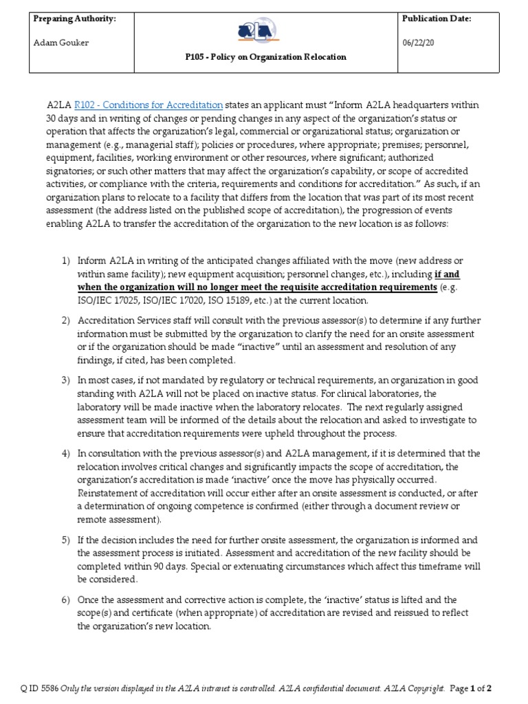 P105 - Policy On Organization Relocation-5586-3 | PDF | Business