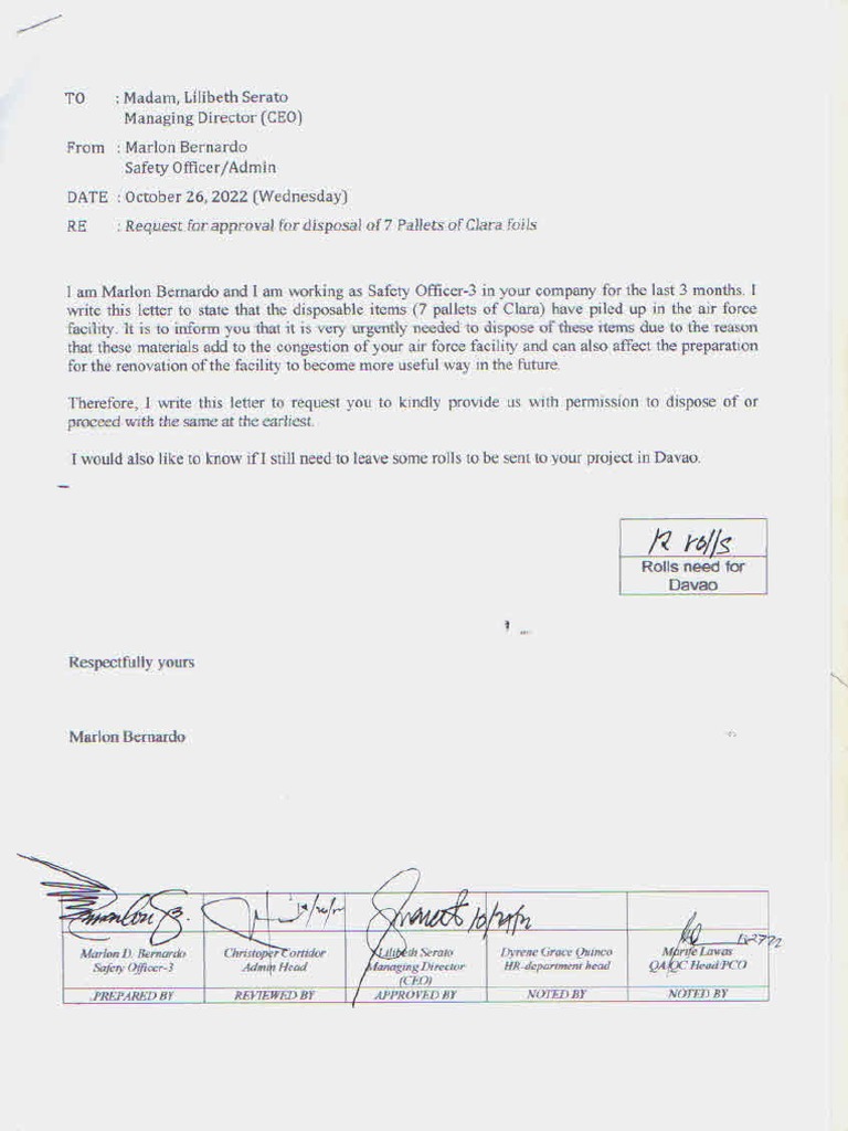 Request Letter of Disposal | PDF