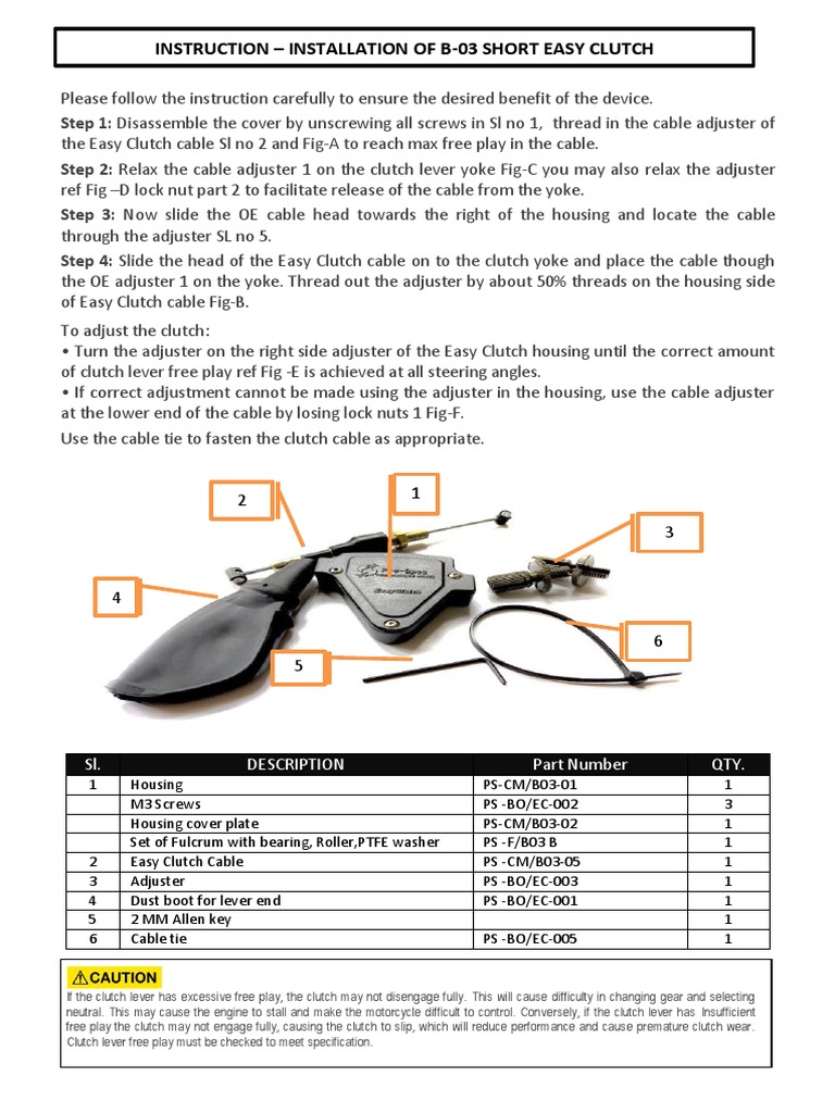 Pro-Spec Easy Clutch System -B03 (Short) | PDF