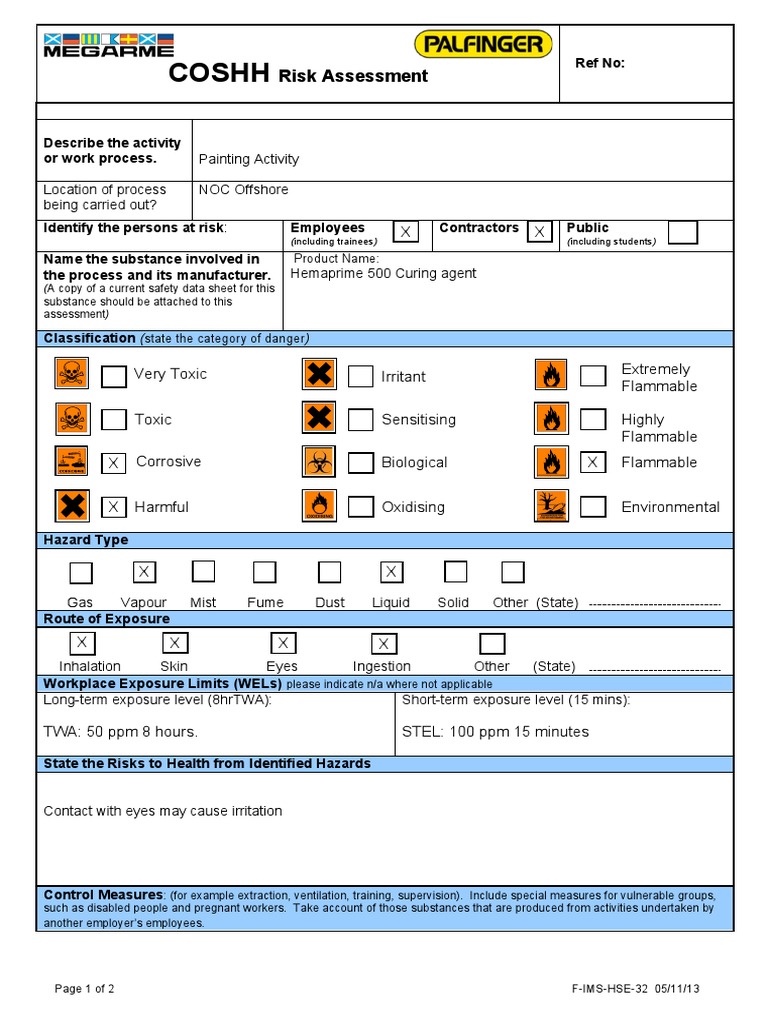 COSHH - Hempaprime 500 Curing Agent | PDF | Toxicity | Hazards