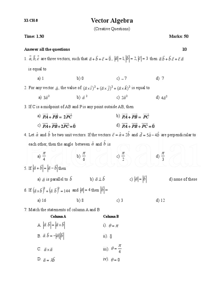 13 11th Maths Unit 8 Creative Questions English Medium | PDF | Euclidean Vector | Area