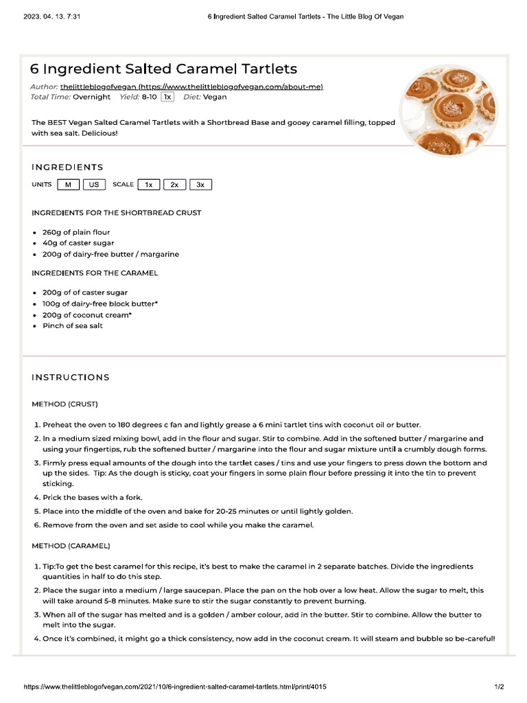 6 Ingredient Salted Caramel Tartlets | PDF