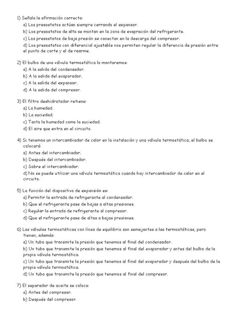 Repaso Tema 9 | PDF | Presión | Refrigerador