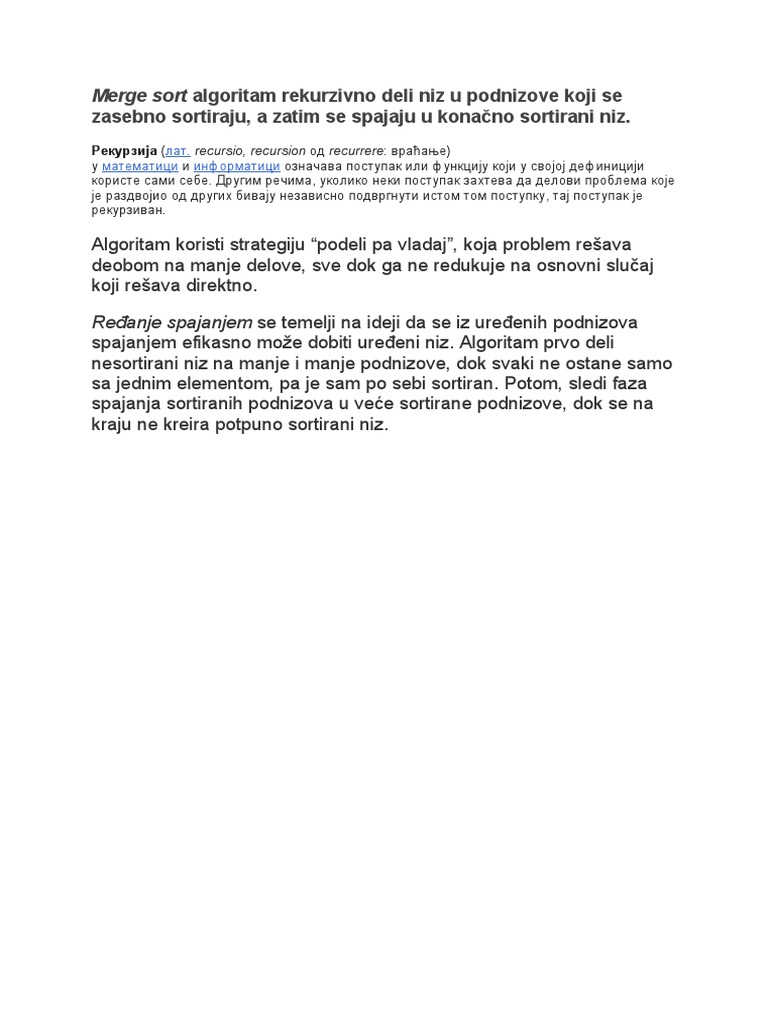 Merge Sort Prica | PDF