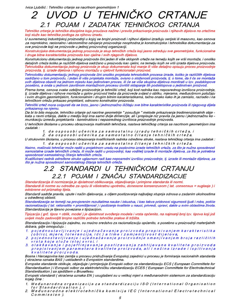 Tehnicko Crtanje Sa Nacrtnom Geometrijom 1 Uvod U Tehnicko Crtanje | PDF