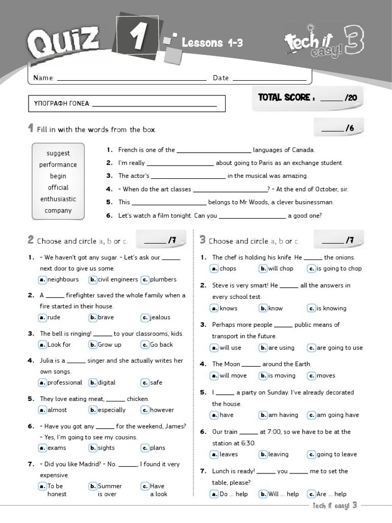 Tech It Easy! 3 - Interactive Quiz 1 | PDF