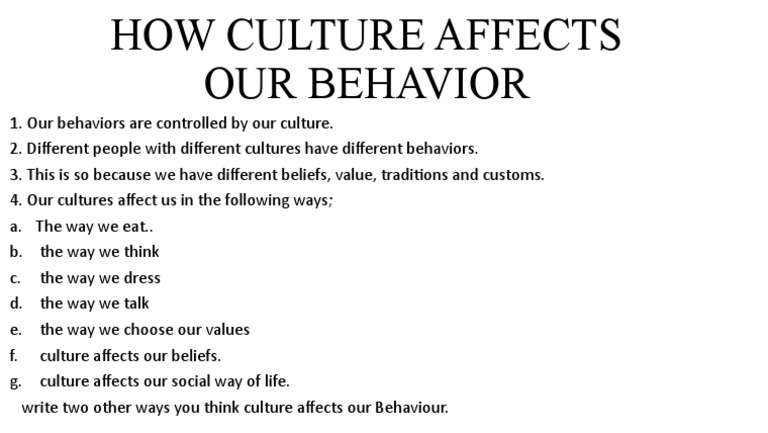 How Culture Affects Our Behavior | PDF