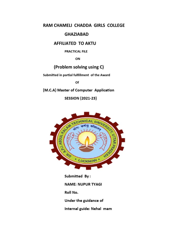 MCA Practical File: C Programming | PDF