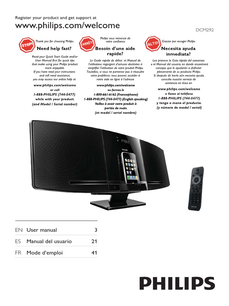 Philips Mini Stereo dcm292 - 37b Manual | PDF | I Pod | Ac Power Plugs And Sockets