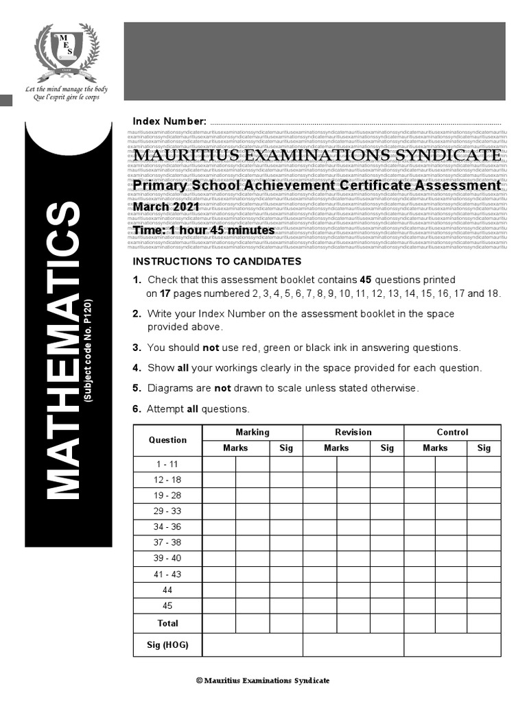 PSAC Mathematics P120 | PDF