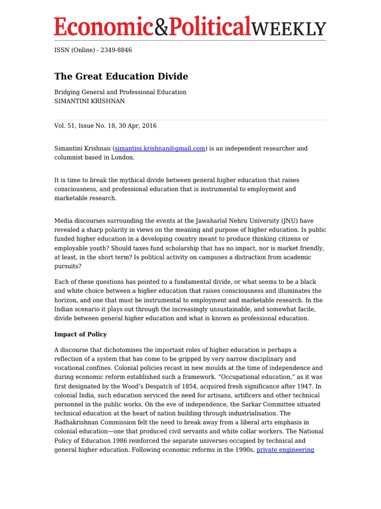 The Great Educational Divide | PDF | University | Vocational Education