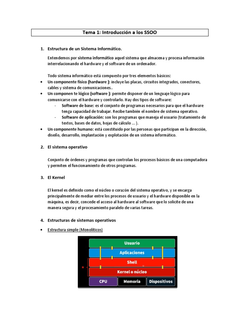 Tema 1 ASIR | PDF | Sistema operativo | Kernel (sistema operativo)