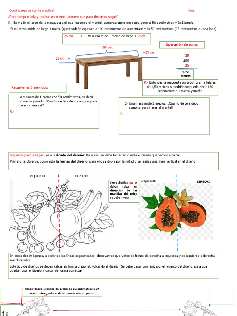 Para 4tos Forma Correcta de Calcar El Diseño en La Tela (Mantel) | PDF