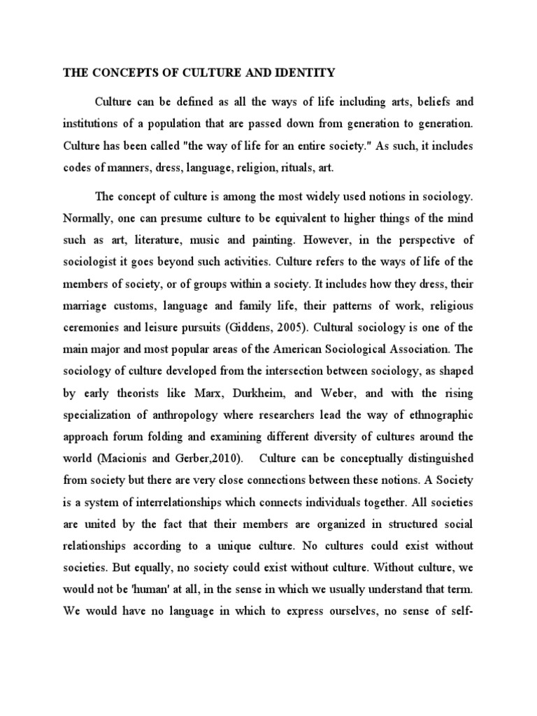 The Concepts of Culture and Identity | PDF