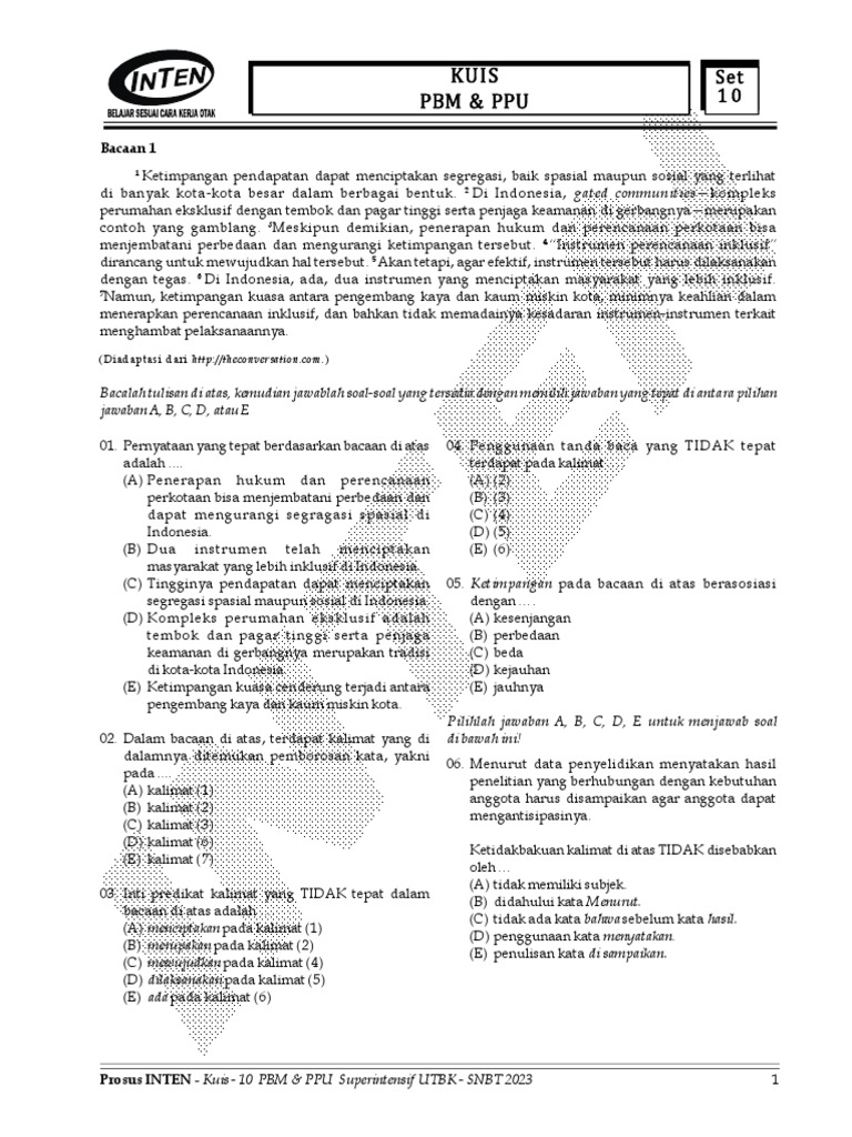 Kuis PBM & Ppu: Bacaan 1 | PDF