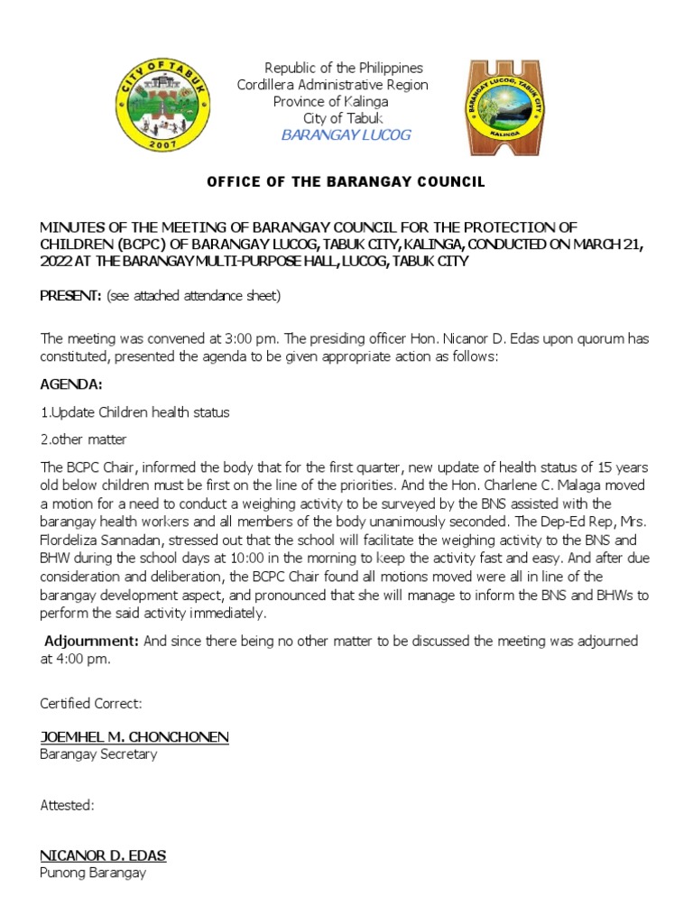 BCPC Minutes 2022 | PDF