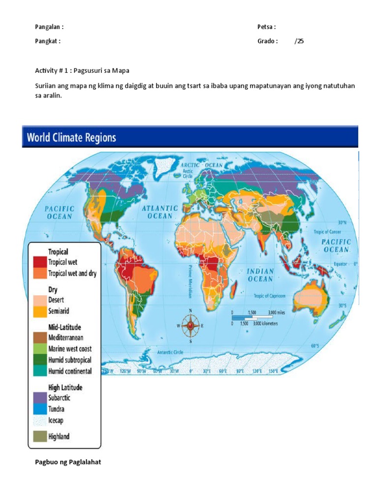 Activity # 1: Pagsusuri Sa Mapa Suriian Ang Mapa NG Klima NG Daigdig at ...