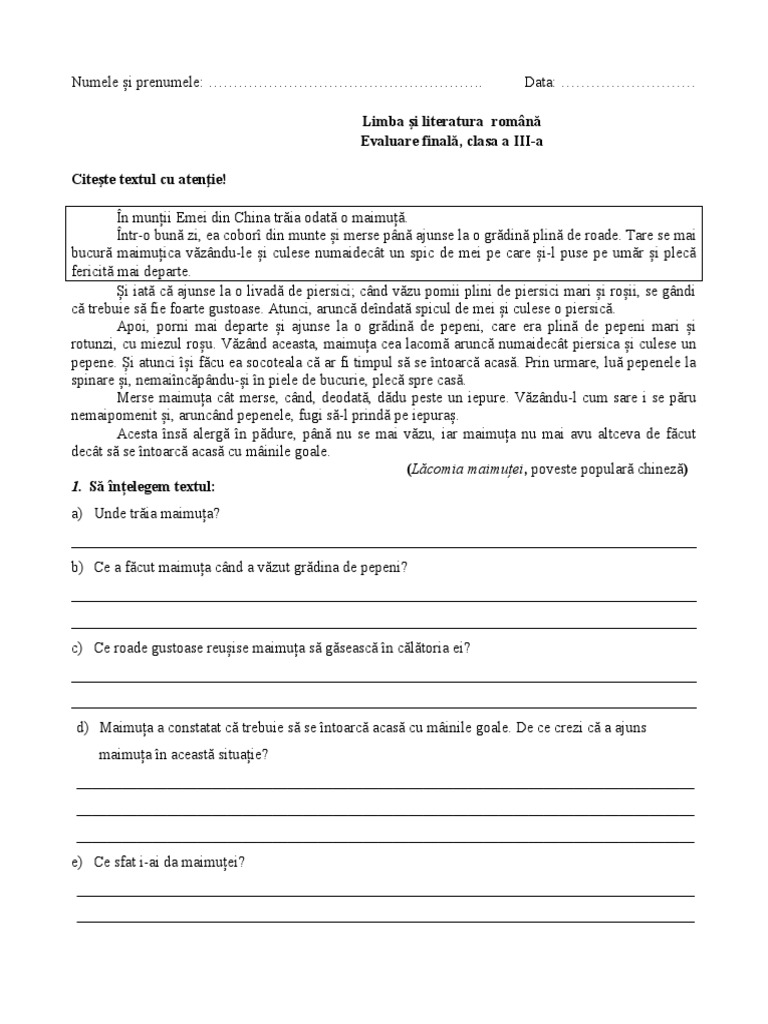 Test - Evaluare Finală - LLR | PDF