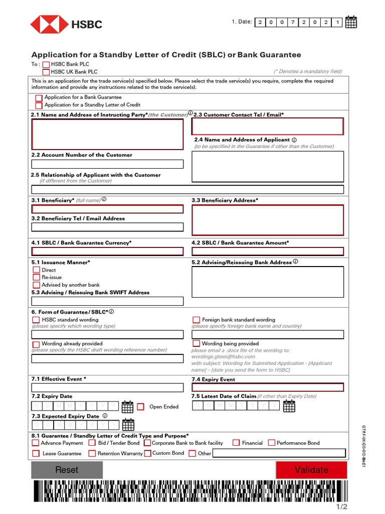 Guarantee Application Form | PDF | Letter Of Credit | Private Law