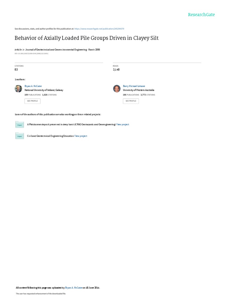 Behavior of Axially Loaded Pile Groups Driven in C | PDF | Law ...
