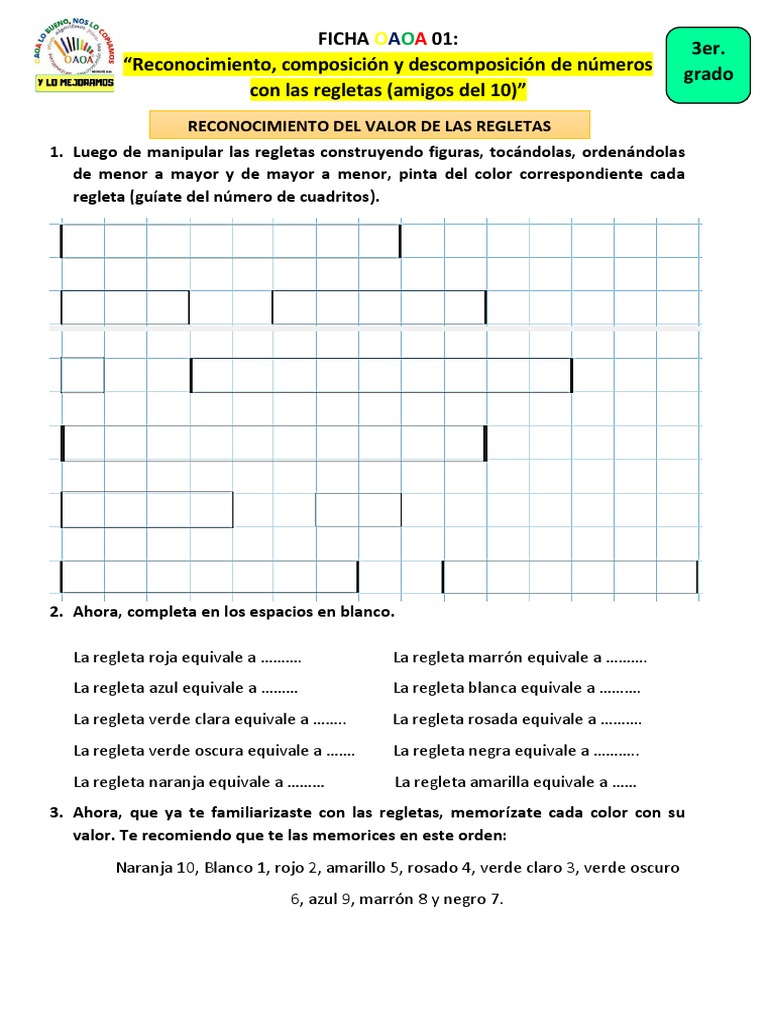 Ficha Oaoa 01 - 3er. Grado | PDF