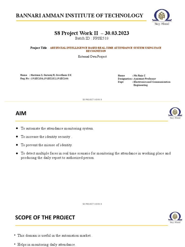 Bannari Amman Institute of Technology S8 Project Work II - 30.03.2023 | PDF | Computers ...