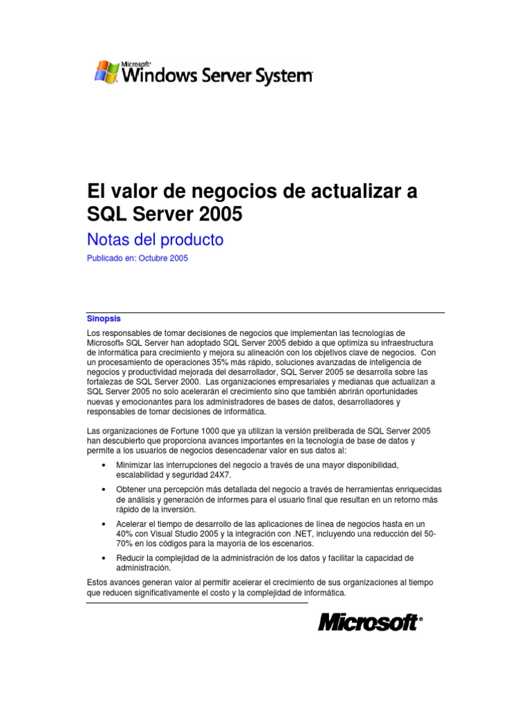 SQL Server 2005 PDF | PDF | Microsoft | Bases de datos