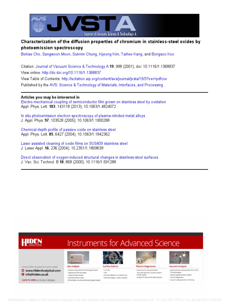 Characterization of The Diffusion Properties of Chromium in Stainless ...
