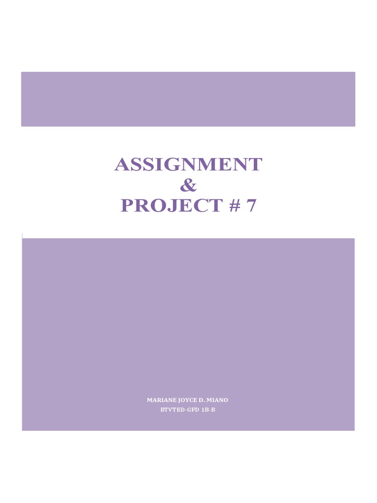 Assignment & Project # 7: Mariane Joyce D. Miano | PDF