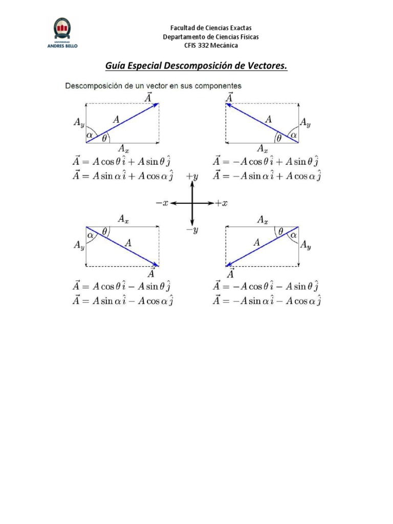 Guia de Ejercicios Descomposición Vectorial | PDF