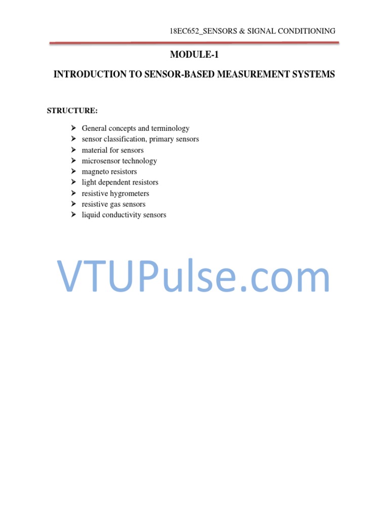 Module-1 Introduction To Sensor-Based Measurement Systems: Structure | PDF
