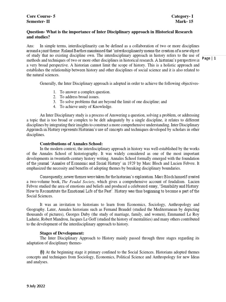 Inter Disciplinary Approach | PDF