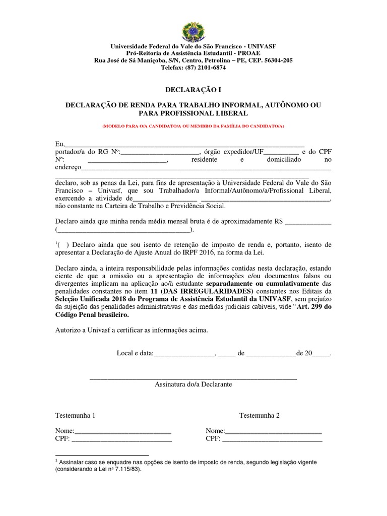 2018-1-anexo-v-modelos-de-declaracoes | PDF