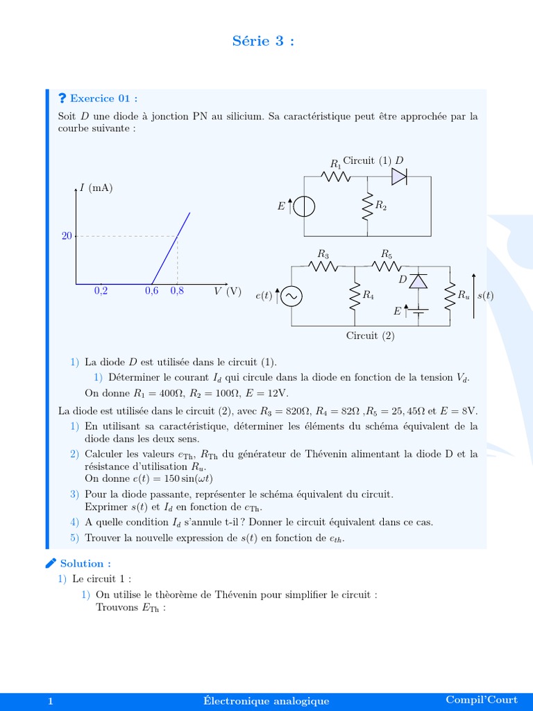 Exercices sur les diodes en électronique | PDF