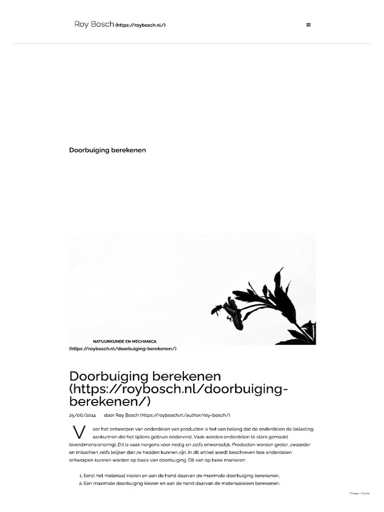 Doorbuiging Berekenen | PDF