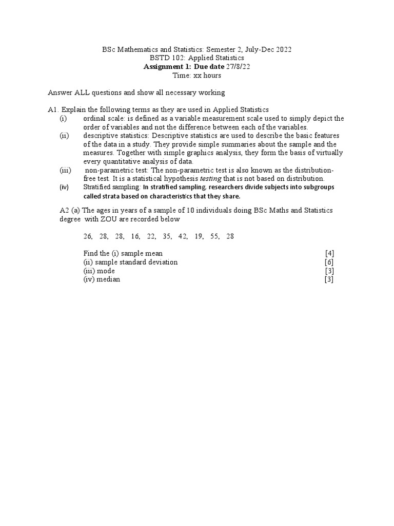 BSC Mathematics and Statistics | PDF