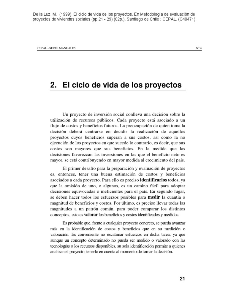 El Ciclo De Vida De Los Proyectos Pdf