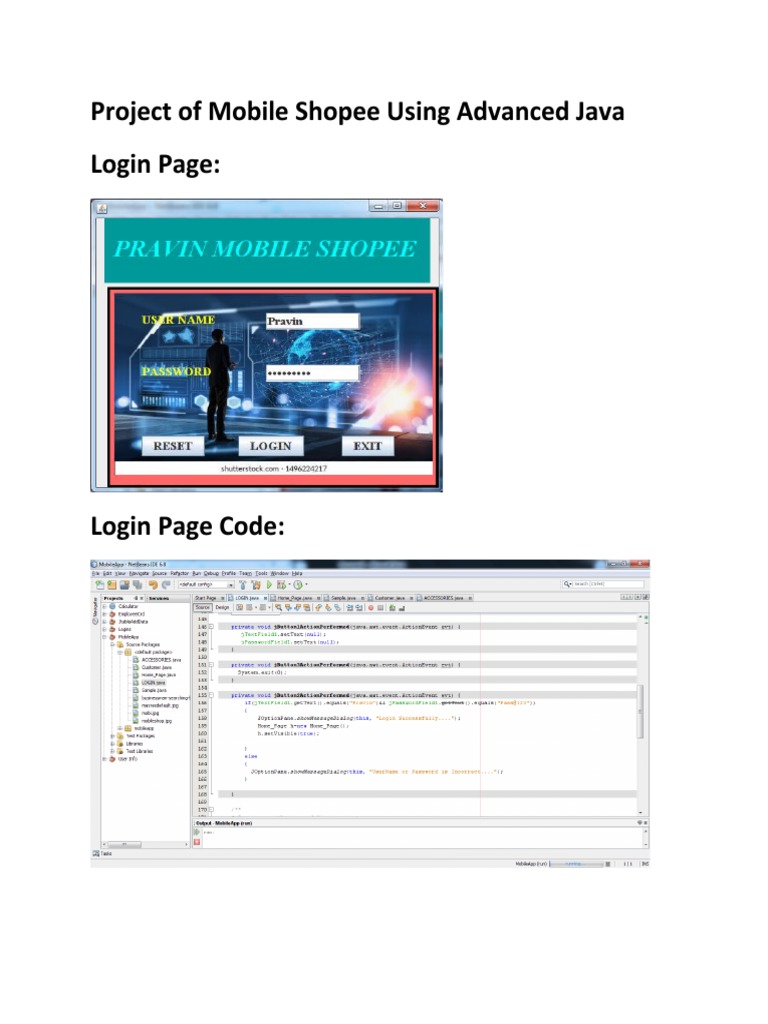 Mobile Shopee Project in Advanced Java | PDF