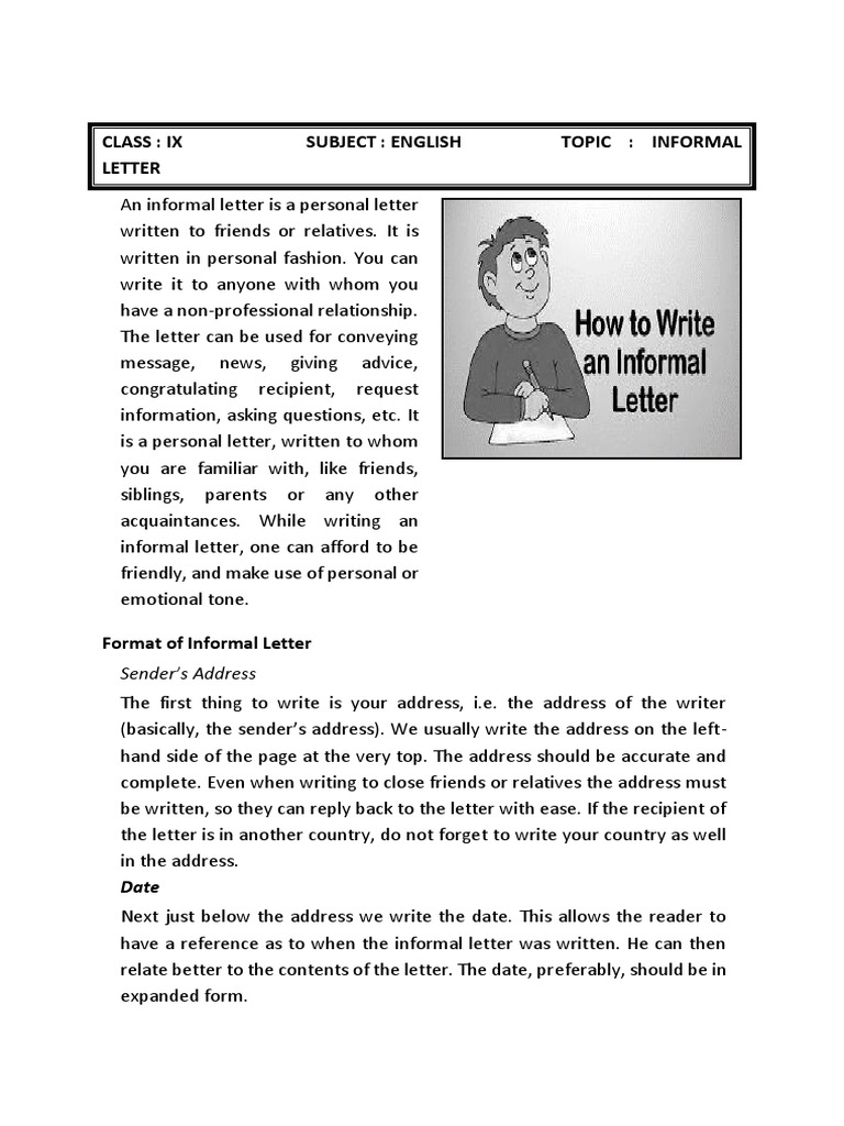 CLASS IX SCM Informal Letter | PDF