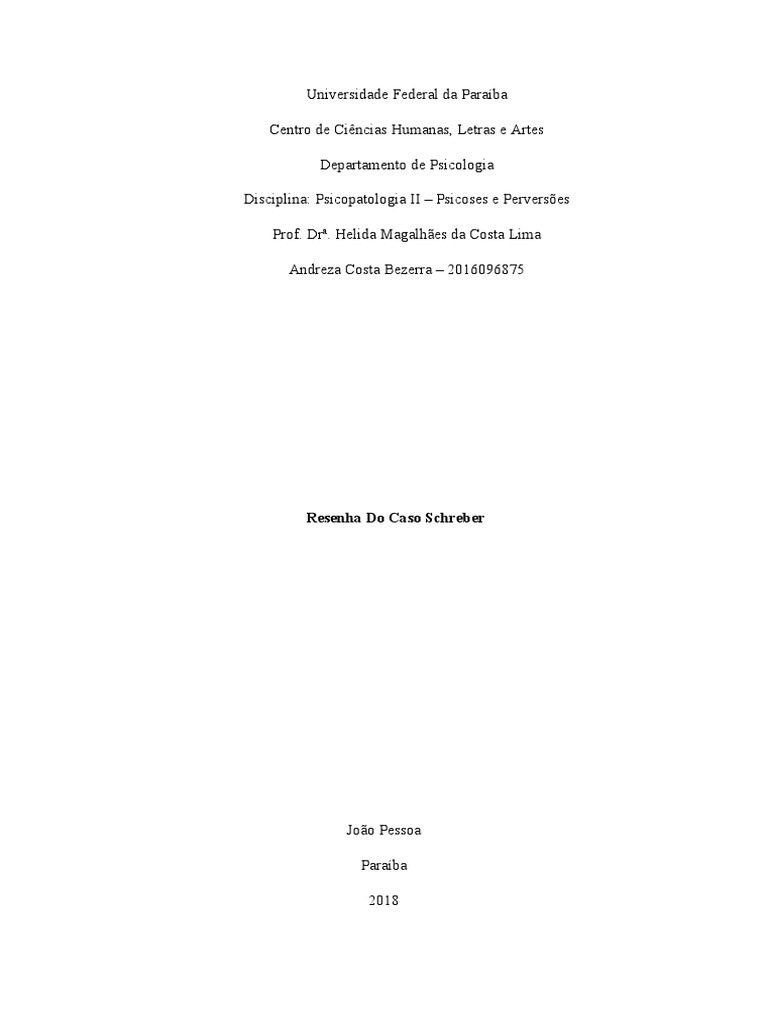 Análise Freudiana do Caso Schreber | PDF | Sigmund Freud | Alma