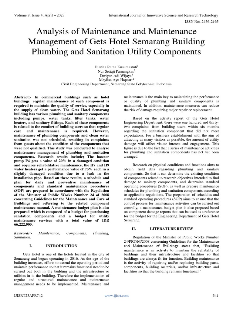 Analysis of Maintenance and Maintenance Management of Gets Hotel ...