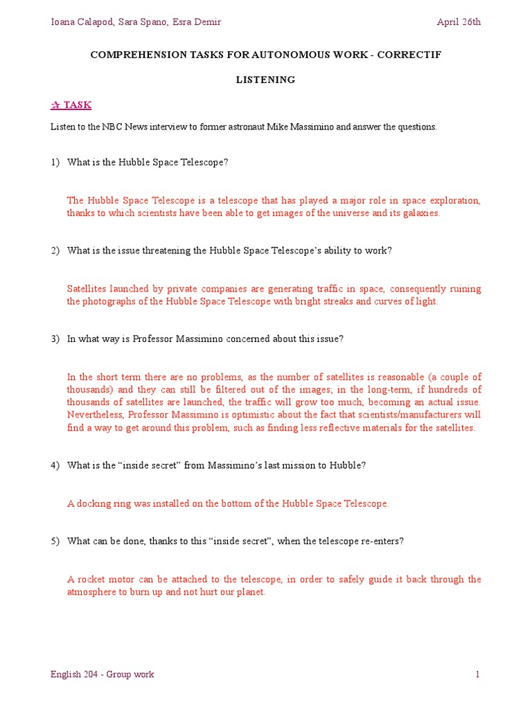 Key - Corrections of The Exercises | PDF | Hubble Space Telescope ...