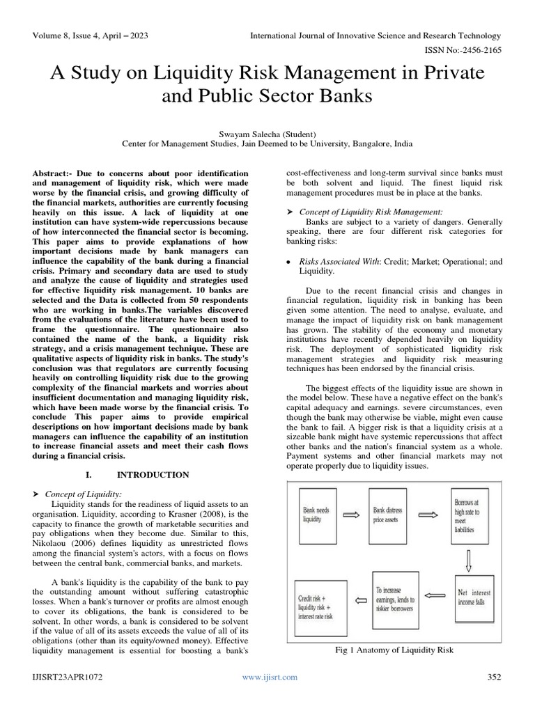 A Study On Liquidity Risk Management in Private and Public Sector Banks ...