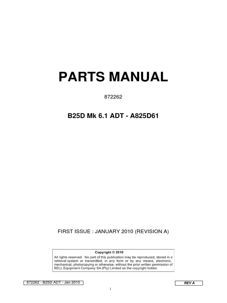Comprehensive Parts Manual for the B25D Mk 6.1 ADT Machine | PDF ...